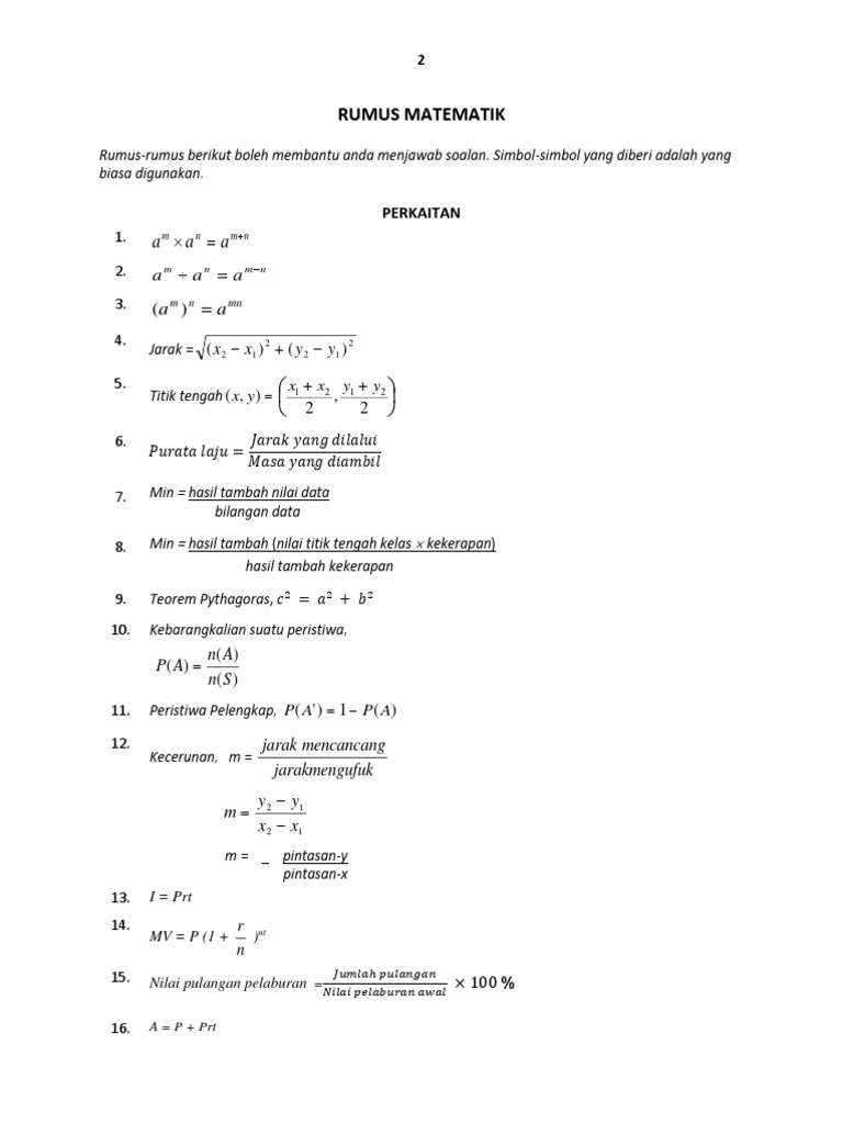 Rumus Matematik | PDF