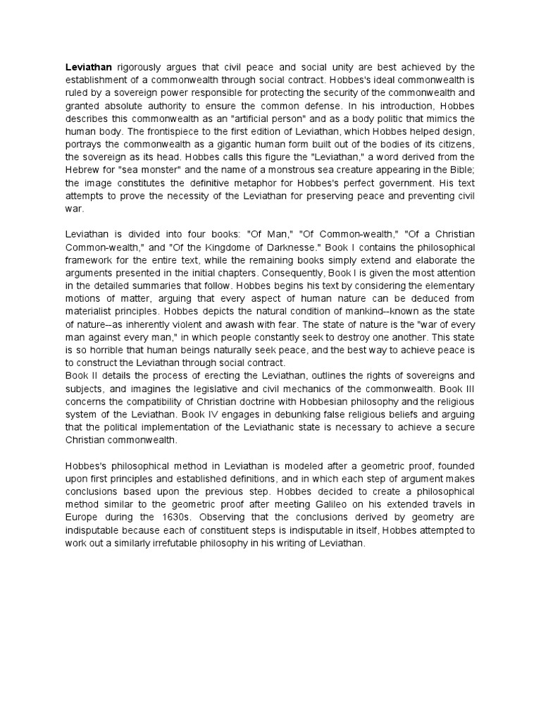 Thomas Hobbes Leviathan Pdf Pdf Thomas Hobbes Philosophical Theories
