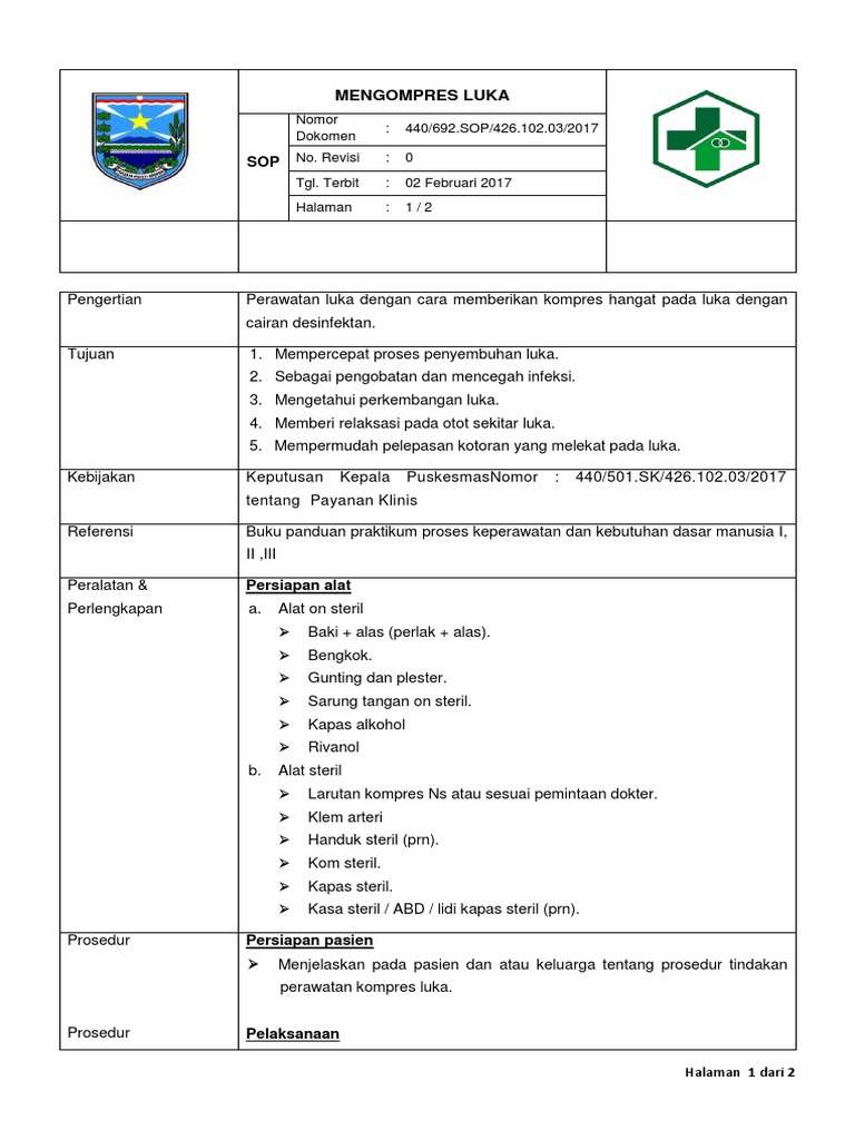Sop Mengompres Luka | PDF
