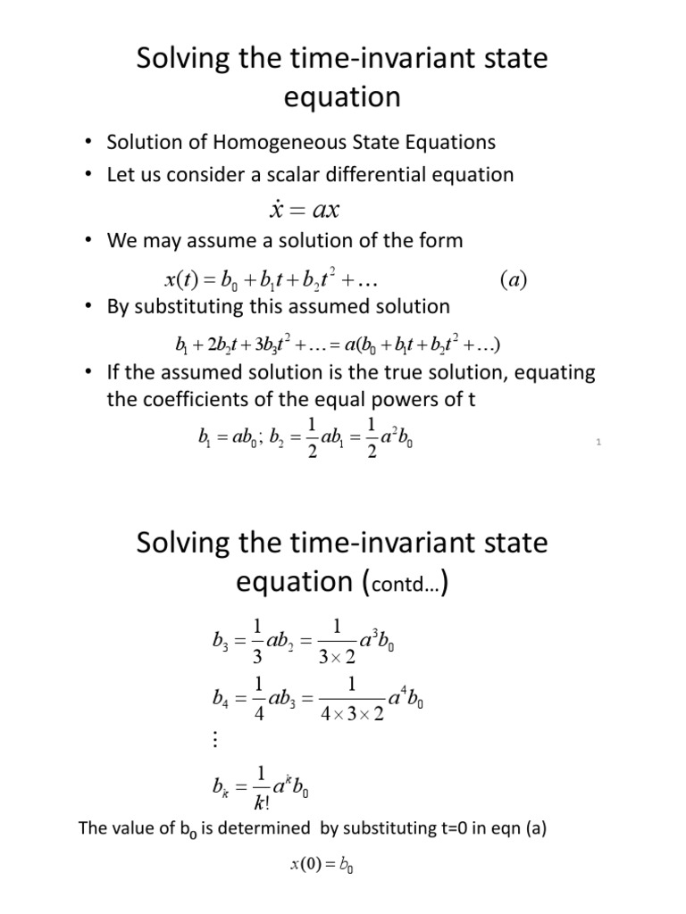 Solving The Time-Invariant State Equation: A T B T B B T X | PDF | Equations | Matrix (Mathematics)