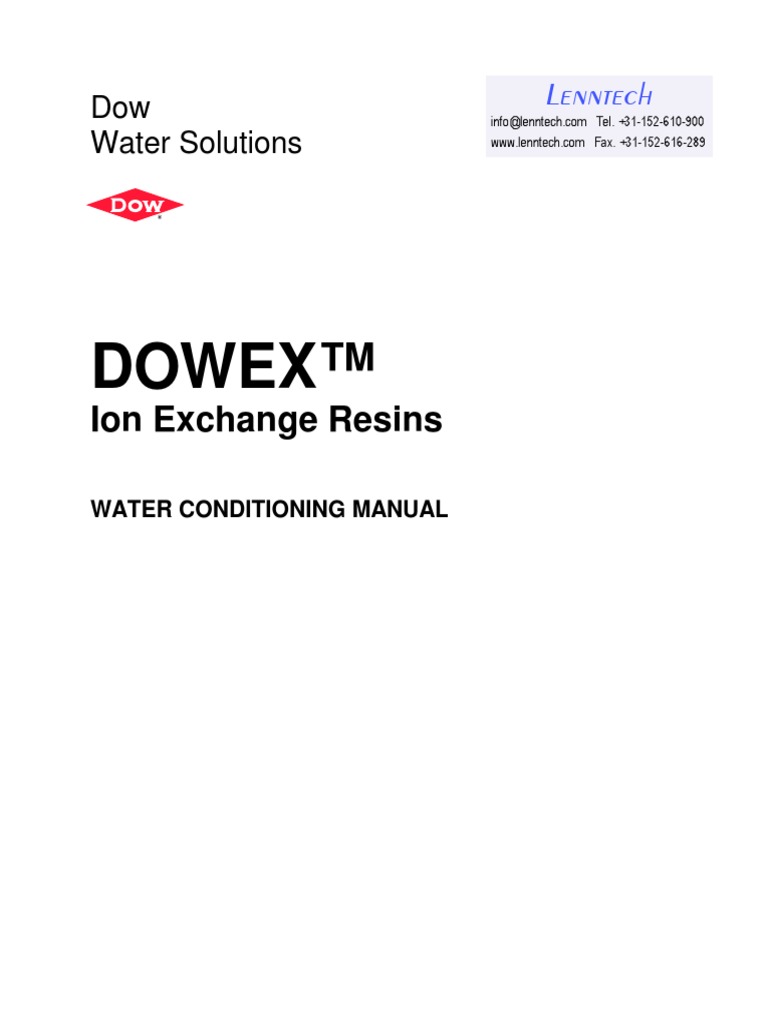 Dowex Ion Exchange Resins Water Conditioning Manual L PDF | PDF | Ion ...