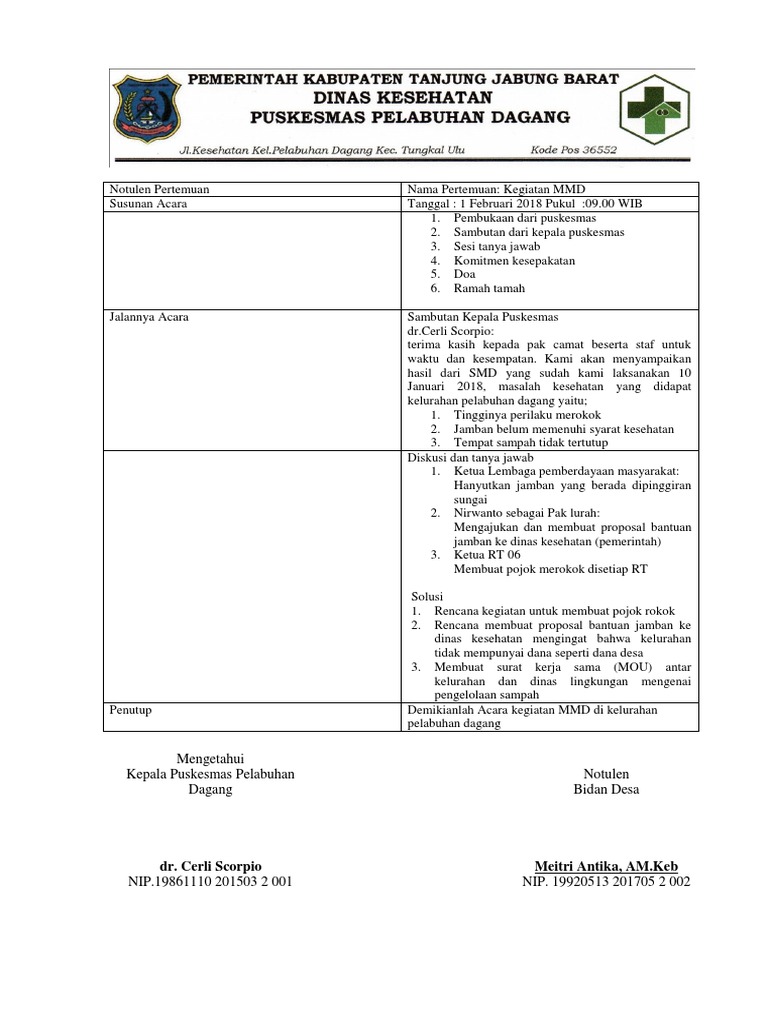 Notulen MMD | PDF | Griya & Taman | Kesehatan Holistik