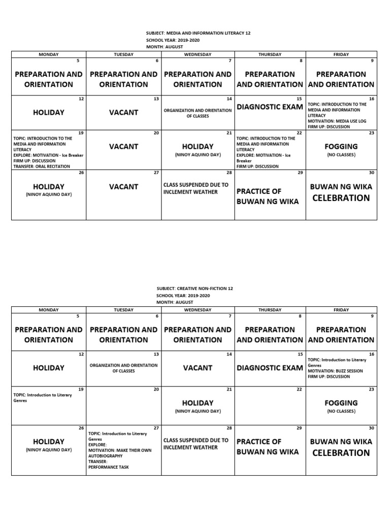 Calendar Map | PDF | Communication