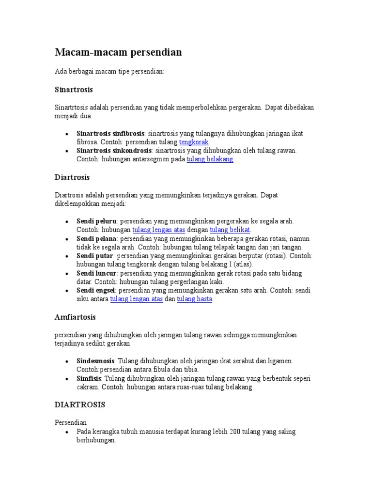 Macam Sendi Diartrosis | PDF