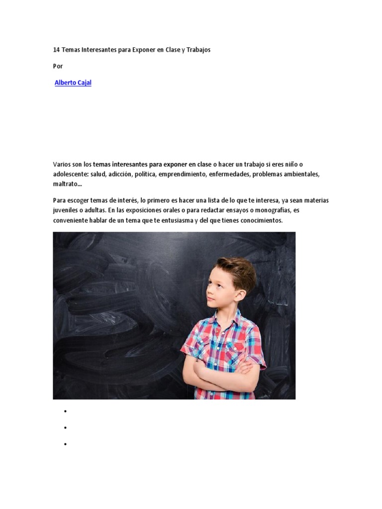 Temas Interesantes para Exponer en Clase y Trabajos | PDF | Servicio de ...