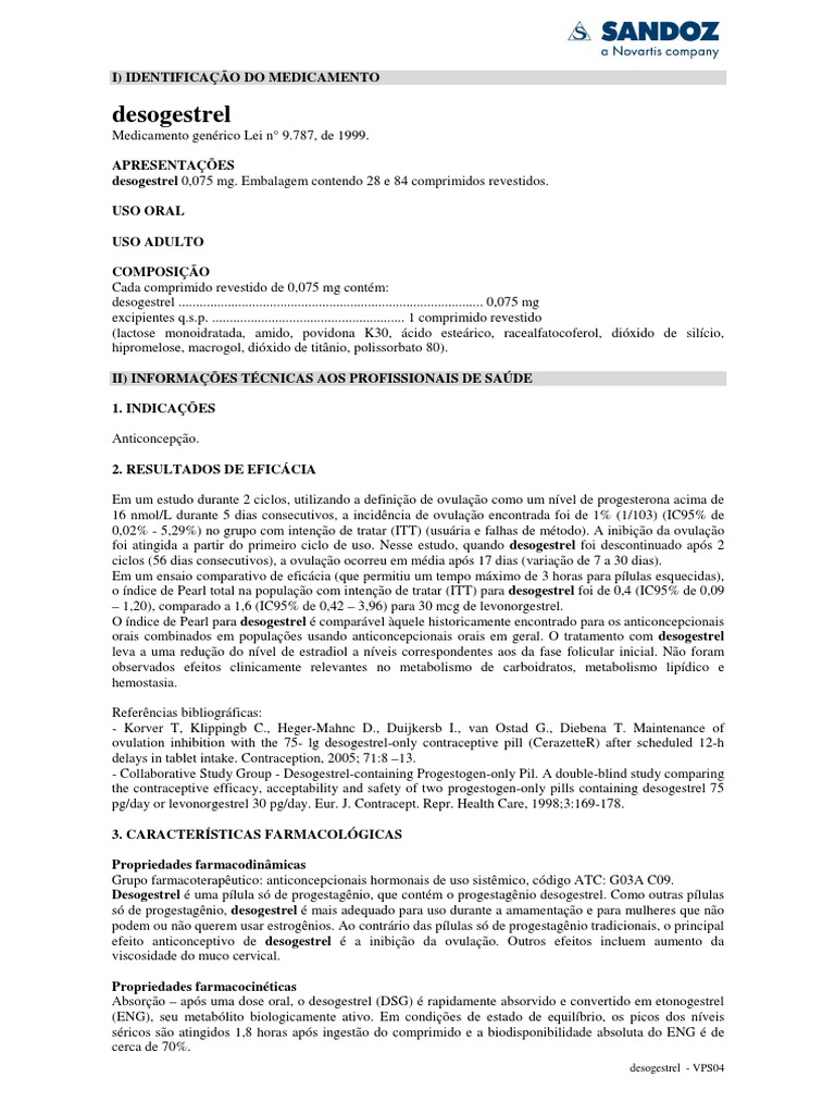Desogestrel | PDF | Gravidez | Anticoncepcionais