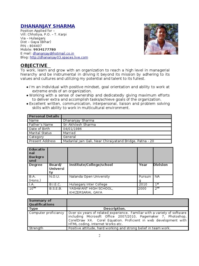 Resume Dhananjay Kumar | PDF | Cognition | Psychology