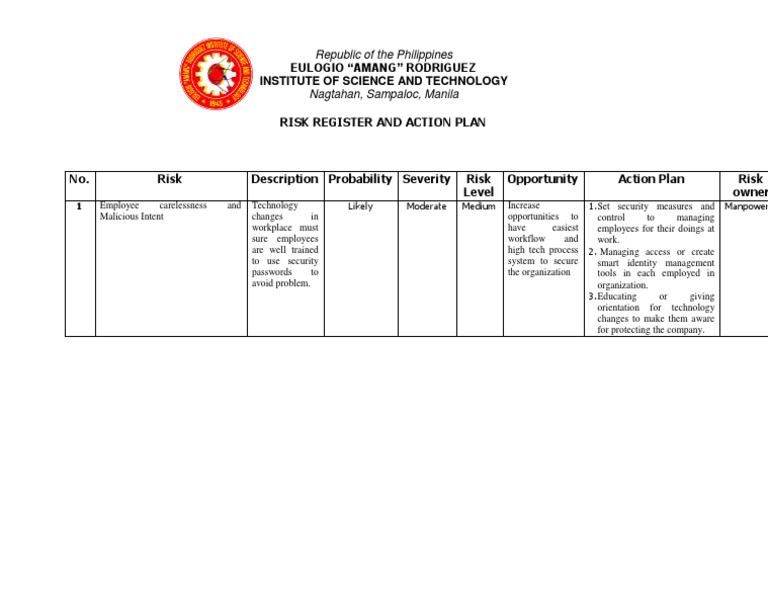 Eulogio "Amang" Rodriguez Institute of Science and Technology Risk ...