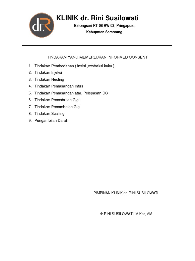 KLINIK Dr. Rini Susilowati: Balongsari RT 08 RW 03, Pringapus, Kabupaten Semarang | PDF