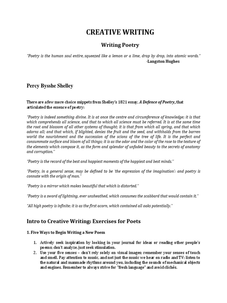 CREATIVE WRITING Handouts | PDF | Sonnets | Poetry