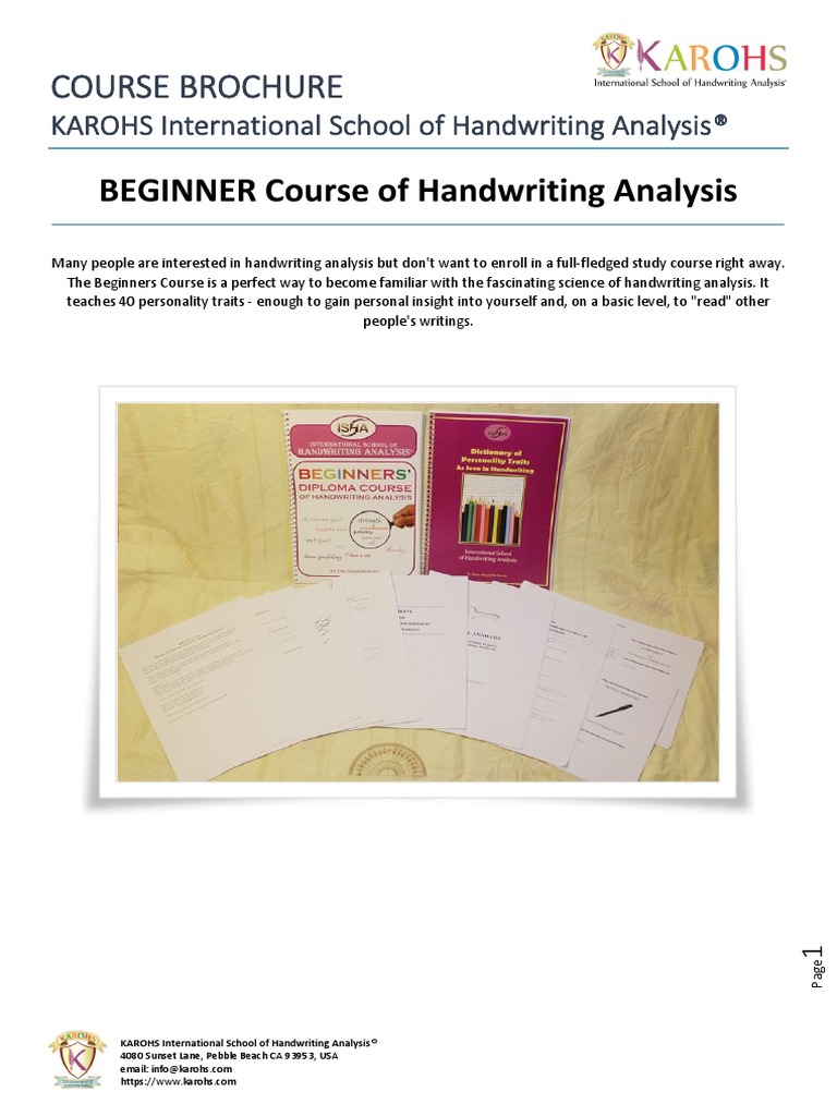 1 Beginner Course Brochure - KAROHS' School 2014 PDF | PDF | Graphology ...