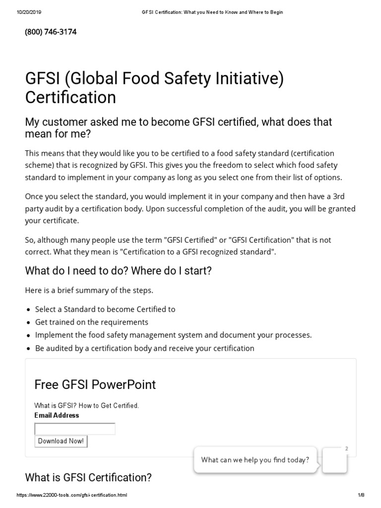 GFSI (Global Food Safety Initiative) Certi Cation | PDF | Food And ...