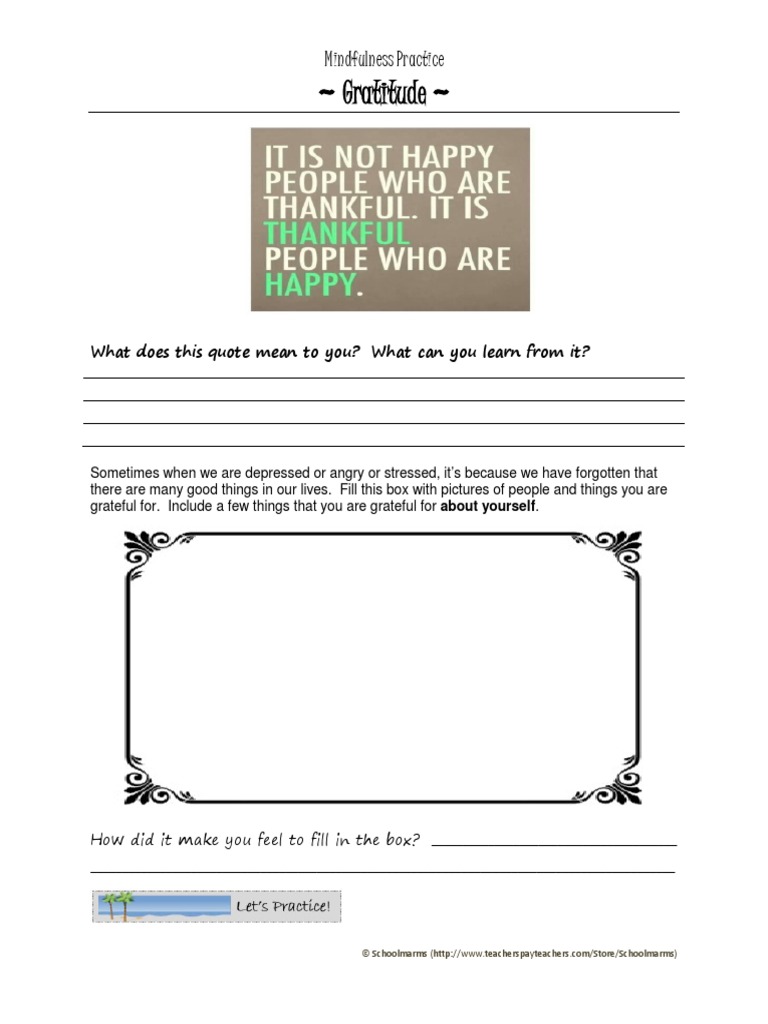 mindful lesson - gratitude