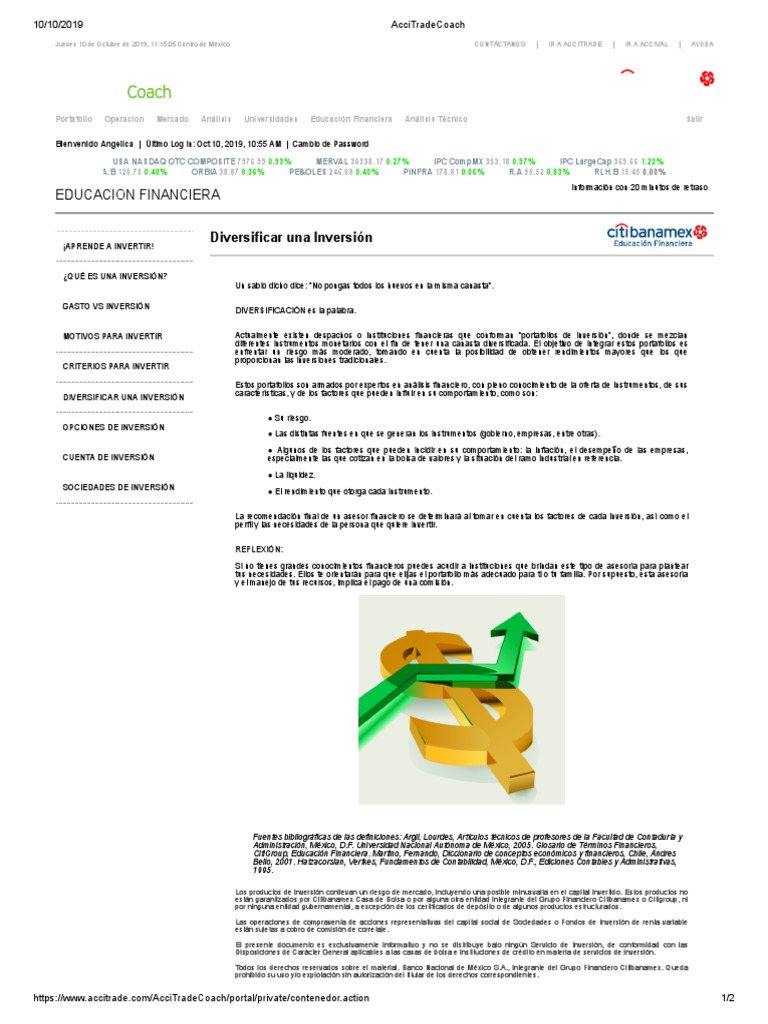 AcciTradeCoach - Diversificar Una Inversion | PDF | Contabilidad | Inversiones