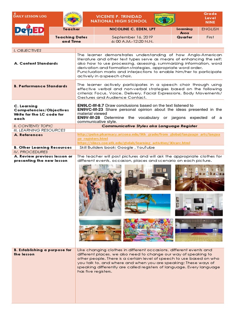 Sample Lesson Plan | PDF | Lesson Plan | Nonverbal Communication