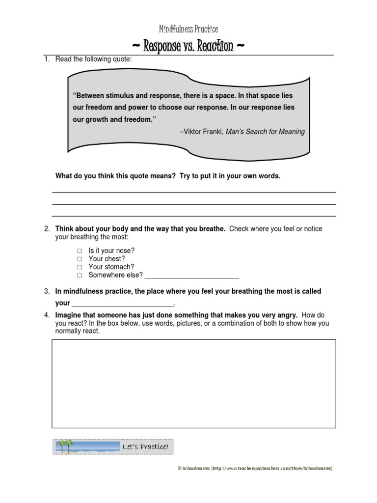 Mindful Lesson - Response Vs Reaction | PDF | Career & Growth | Self ...
