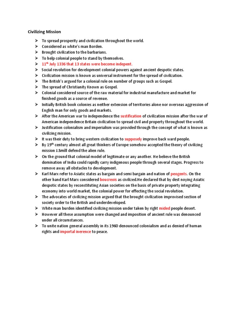 Civilization Mission | PDF | Colonialism | Civilization