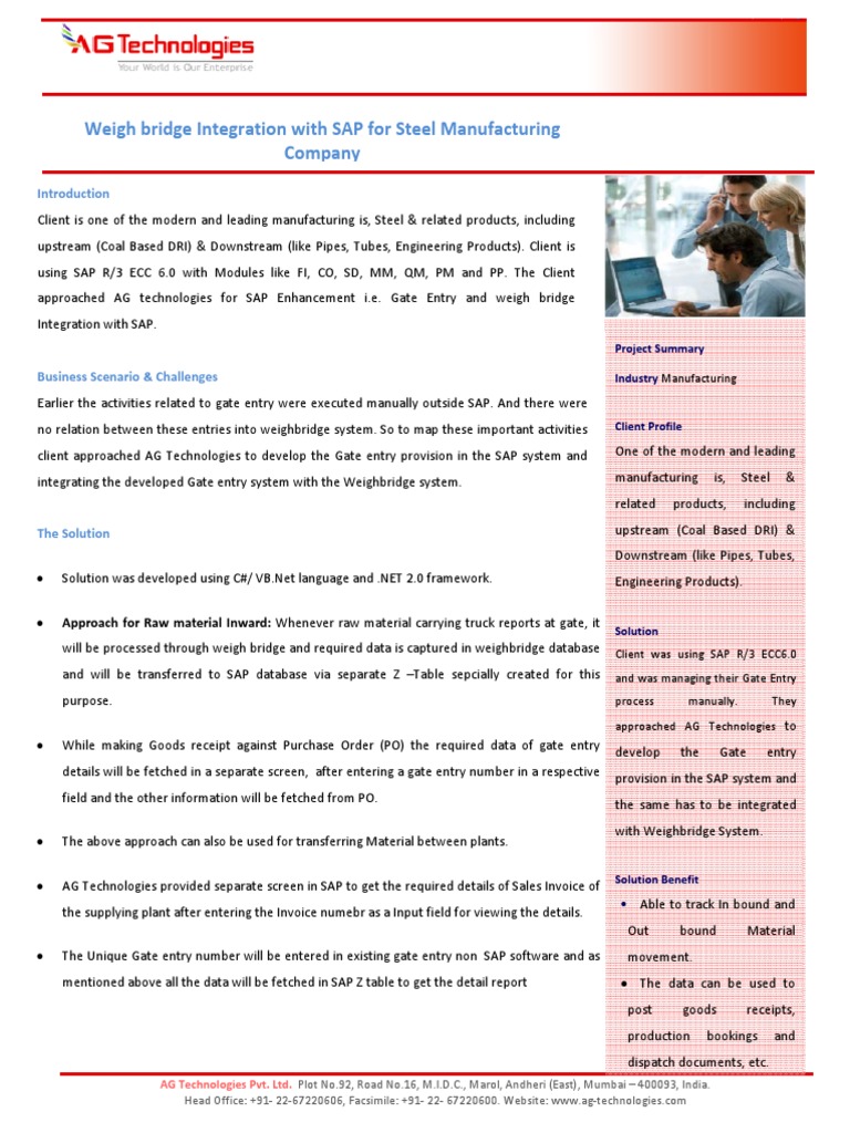 SAP Weighbridge Integration Solution | PDF | Sap Se | Information ...