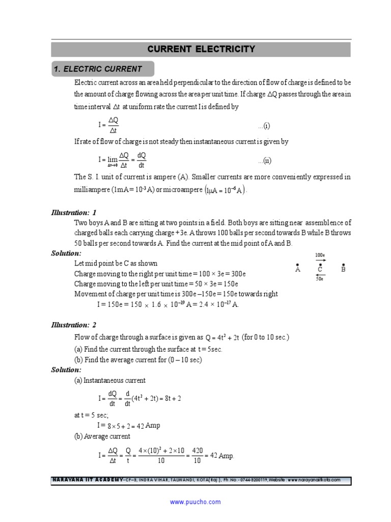 Current Electricity: Q Δ t Δ Q Δ I | PDF | Electrical Resistivity And ...