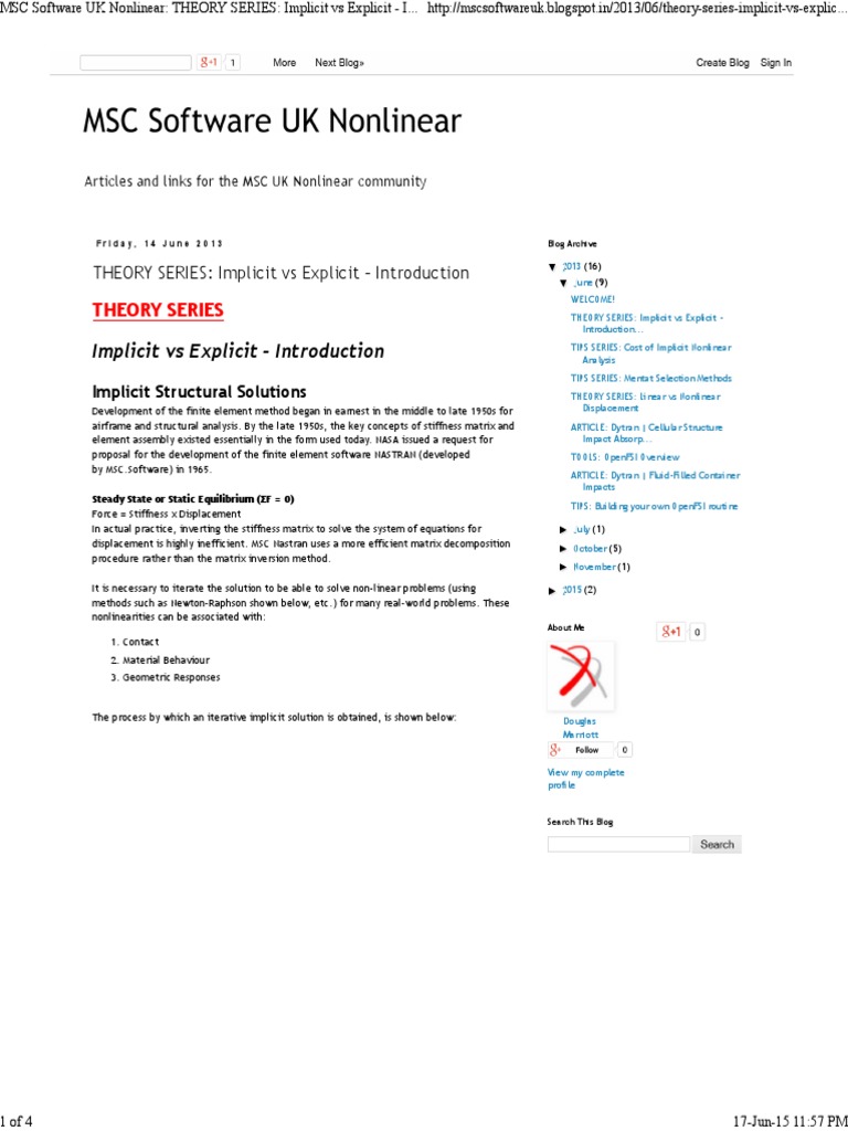 A Comparison of Implicit and Explicit Solution Methods for Nonlinear ...