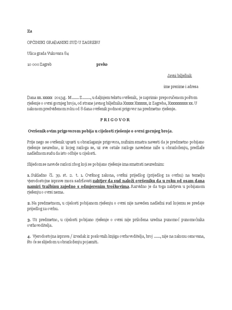 Ovrha Prigovor Parking2 | PDF