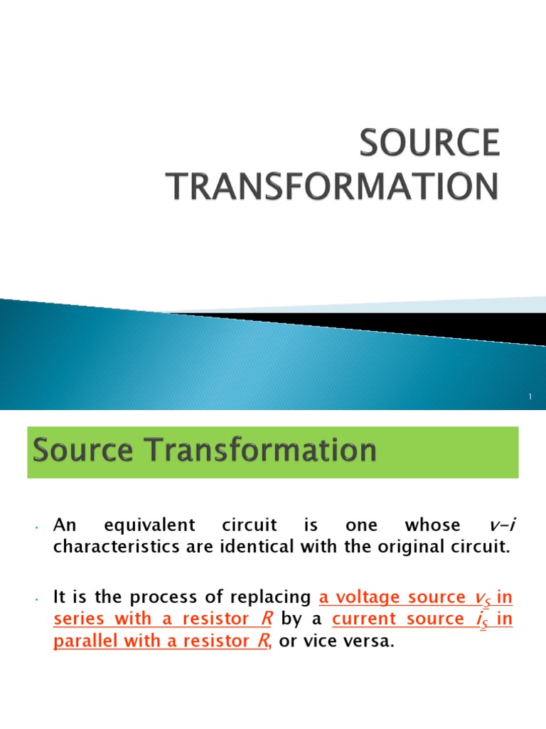 5 Source Transformation & Thevenin's and Norton's Theorem | PDF ...