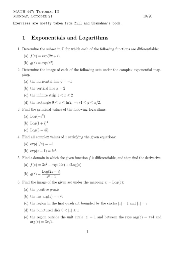 Tutorial 3 | PDF | Exponential Function | Logarithm