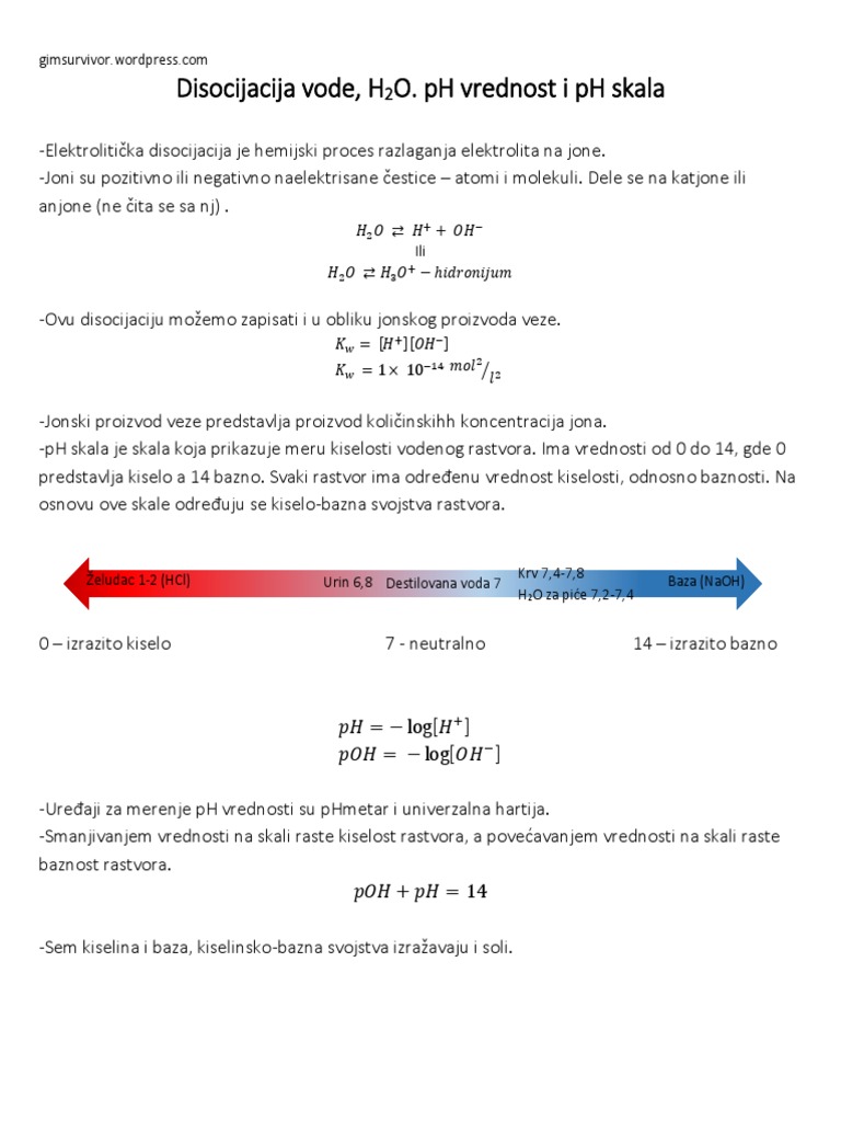 Disocijacija Vode | PDF