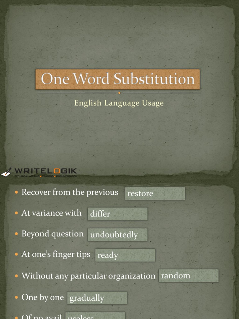 One Word Substitution PDF | PDF