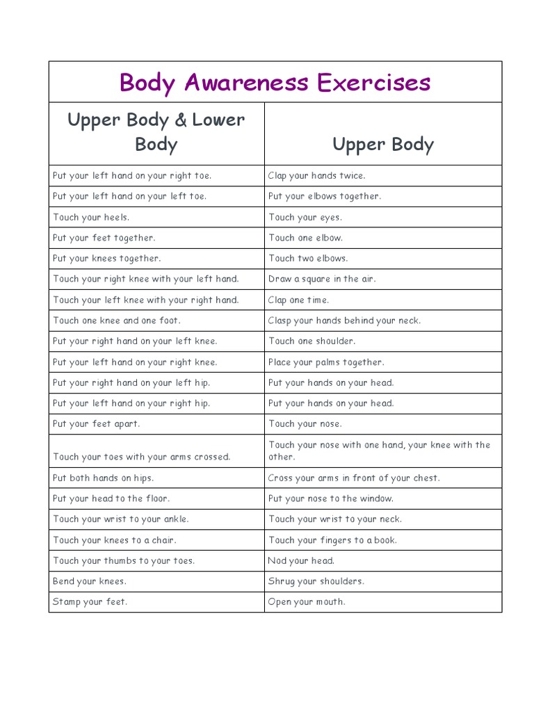 Body Awareness Exercises for All Ages | PDF