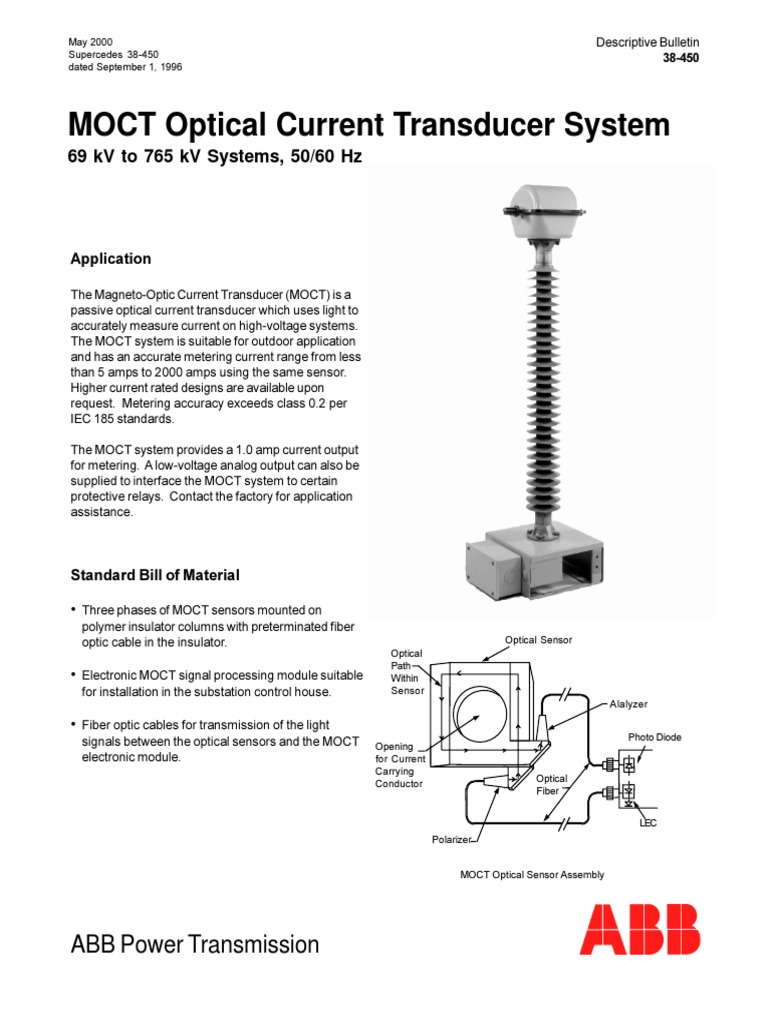 MOCT Optical Current Transducer System: 69 KV To 765 KV Systems, 50/60 ...