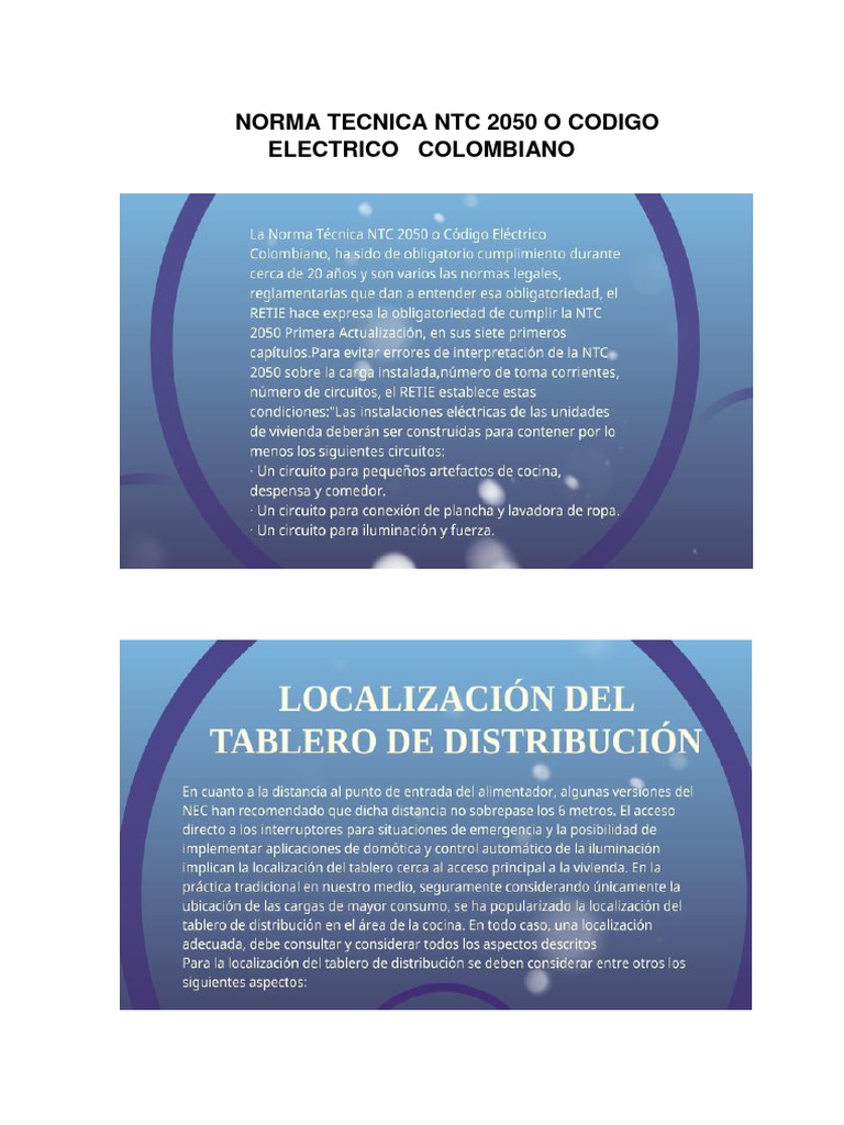 Norma Tecnica NTC 2050 o Codigo Electrico Colombiano | PDF ...