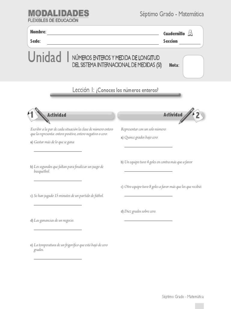 Septimo Cuadernillo | PDF | Entero | Matemática Elemental