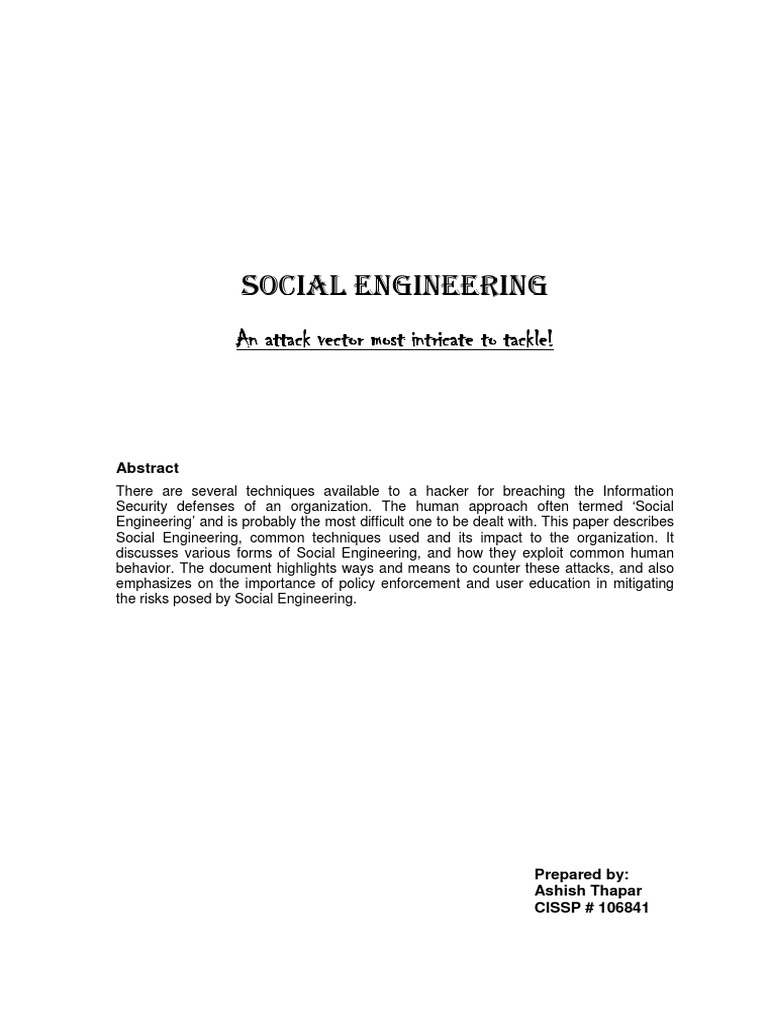 Social Engineering | PDF | Social Engineering (Security) | Information Security