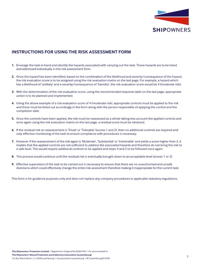 Mooring Risk Assessment Form 0917 | PDF | Risk Assessment | Risk