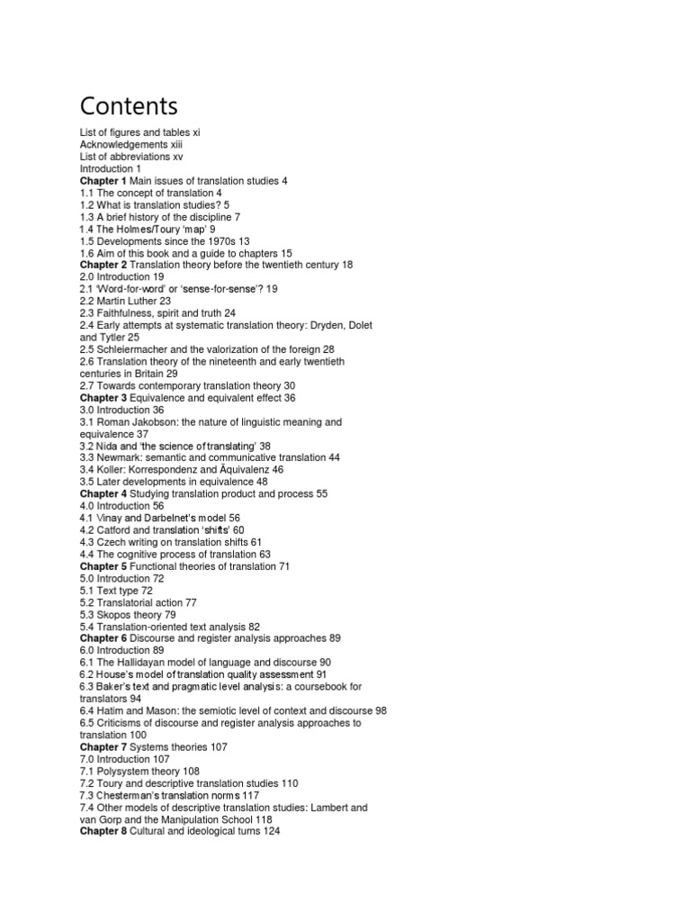 Contents Jeremy Munday Introduction To Translation Studies | PDF ...