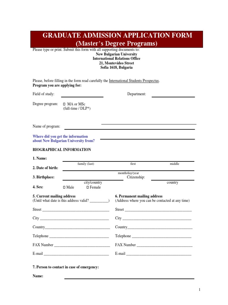 Application Form Master | PDF | Academic Degree