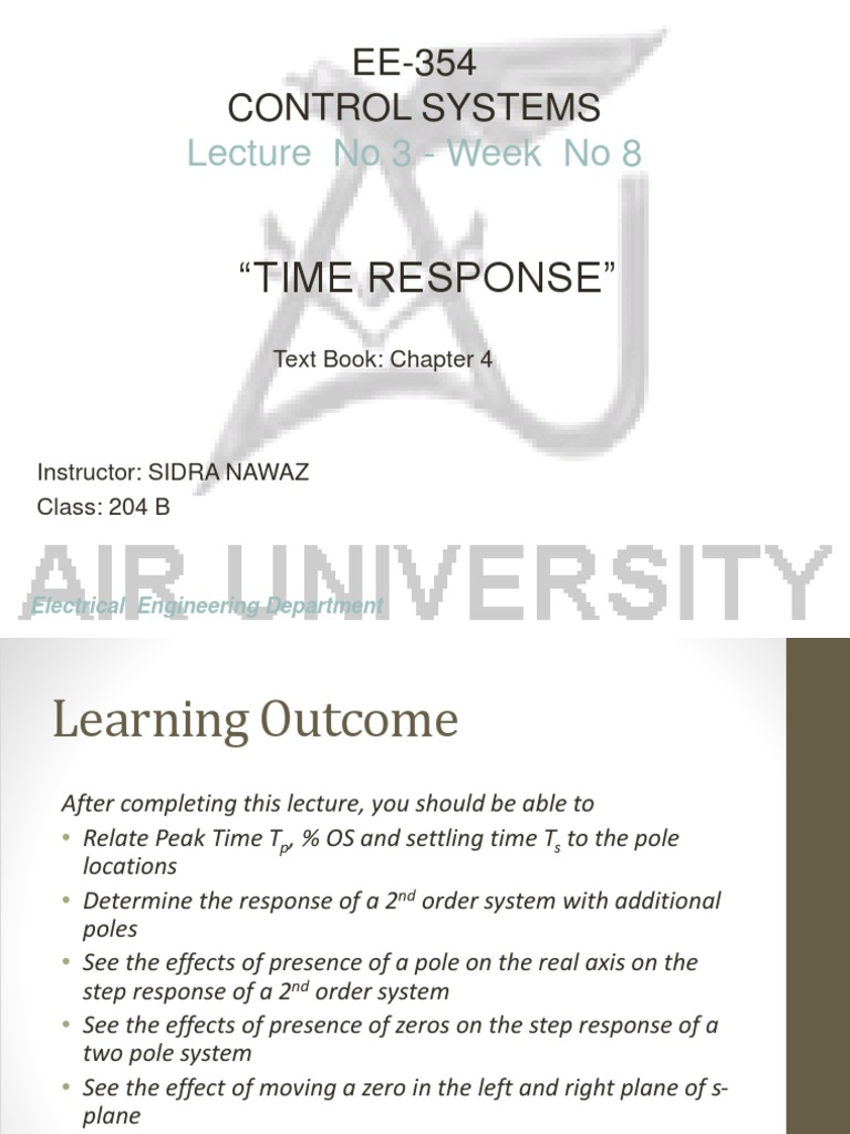 Control Systems Lecture on Time Response Analysis | PDF | Complex Number | Mathematical Analysis