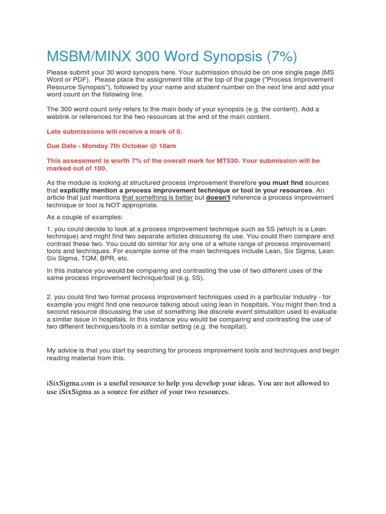 300 Word Synopsis Assignment | PDF