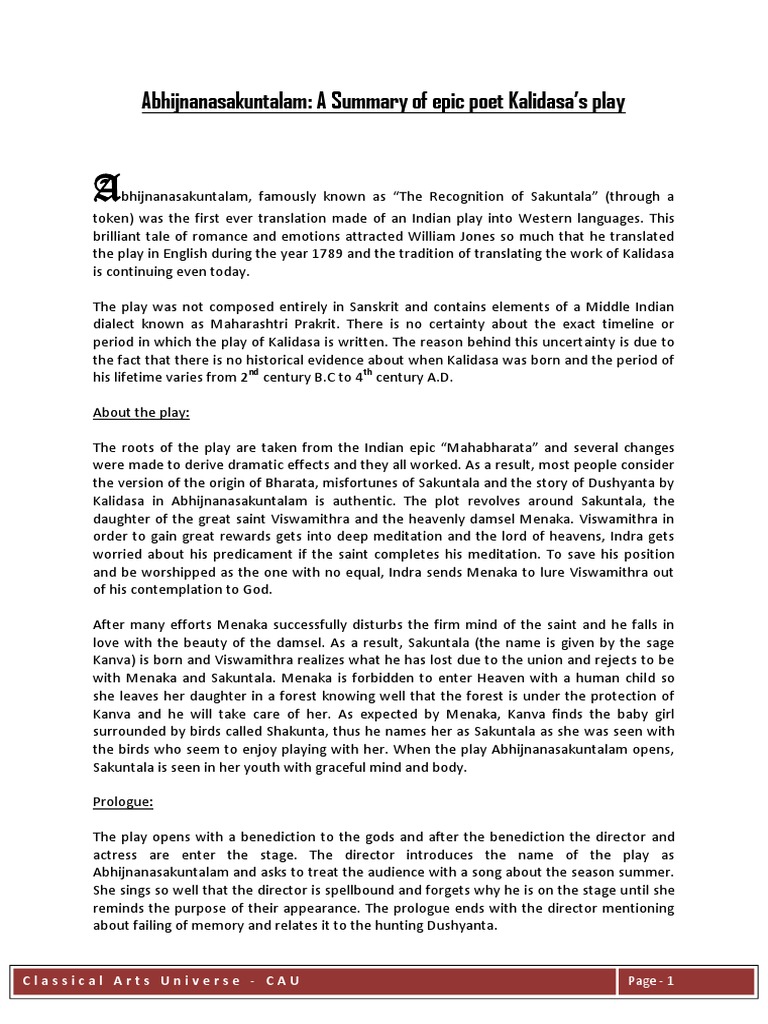 The Recognition of Sakuntala Download in PDF | PDF