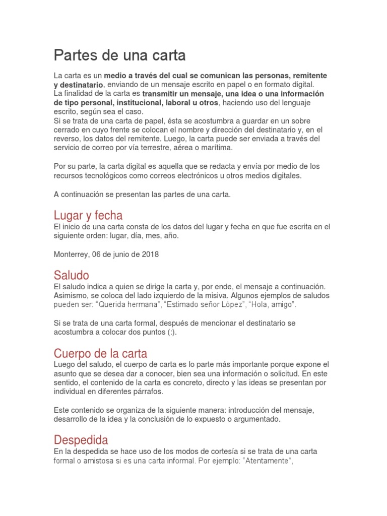 Partes de Una Carta | PDF | Informática | Comunicación