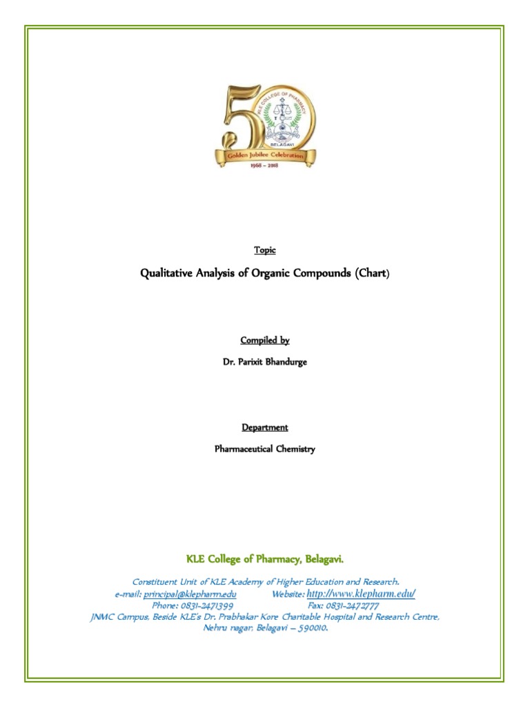 Qualitative Analysis of Organic Compounds | PDF | Organic Chemistry ...