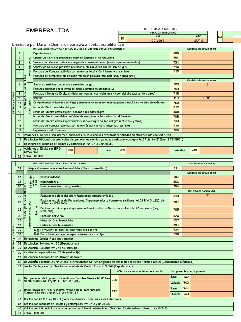 F29 en Excel Actualizado Feb | PDF | Tarjeta de débito | Impuestos