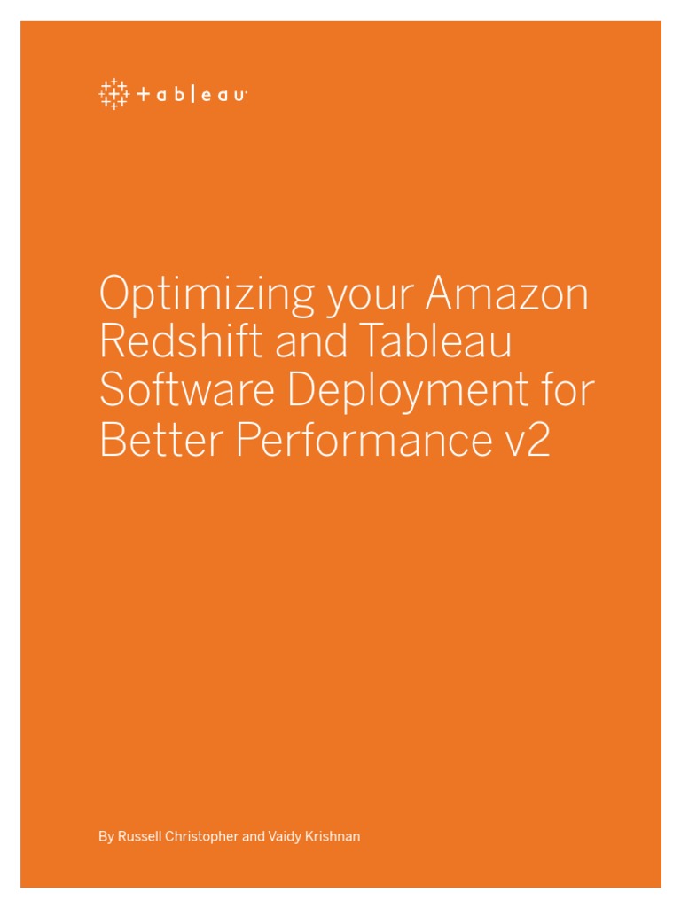 Optimizing Tableau Aws Redshift Whitepaper | PDF | Scalability | Databases