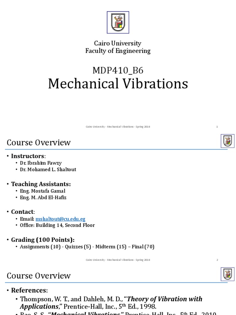 Mechanical Vibrations Course Overview | PDF | Resonance | Mechanical ...