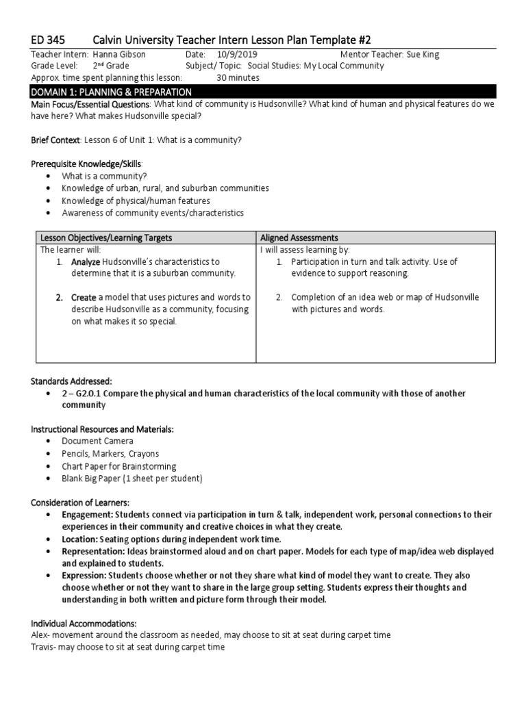 2nd Grade Social Studies Lesson Plan | PDF | Teachers | Lesson Plan