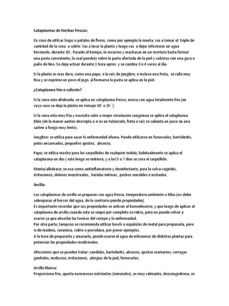 Cataplasmas | PDF | Agua | Salud y bienestar