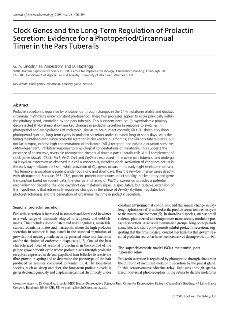Clock Genes and The Longterm Regulation of Prolactin Secretion ...