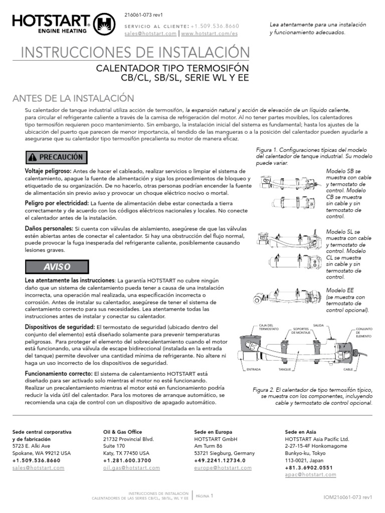 Instalación de Calentadores Diesel Hotstart | PDF | Caldera | Termostato