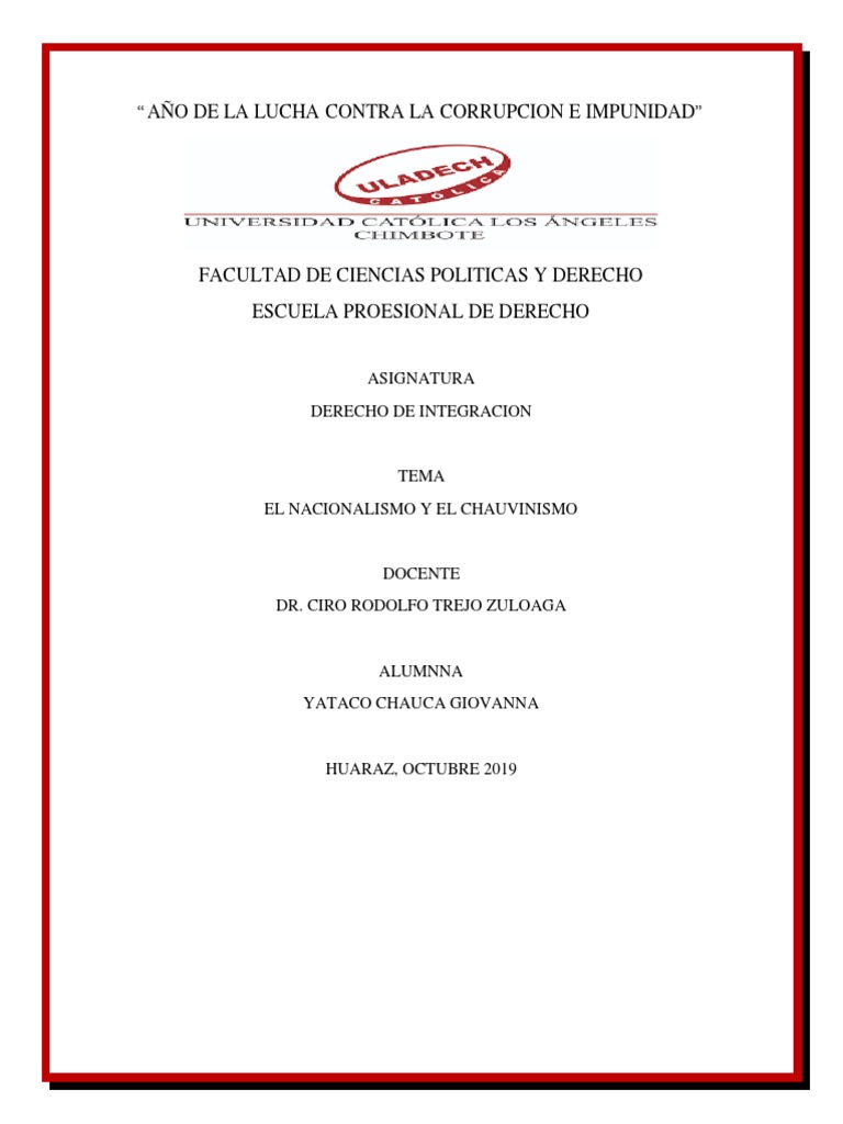 El Nacionalismo y El Chauvinismo | PDF | Nacionalismo | Perú